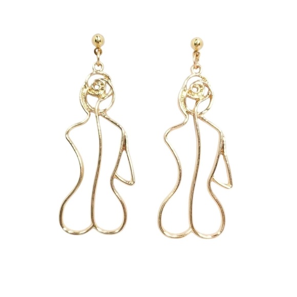 Anthropologie | Jewelry | New Abstract Gold Body Earrings | Poshmark